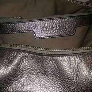 Calvin Klein | Bags | Calvin Klein Gunmetal Purse Large Leather Hobo ...